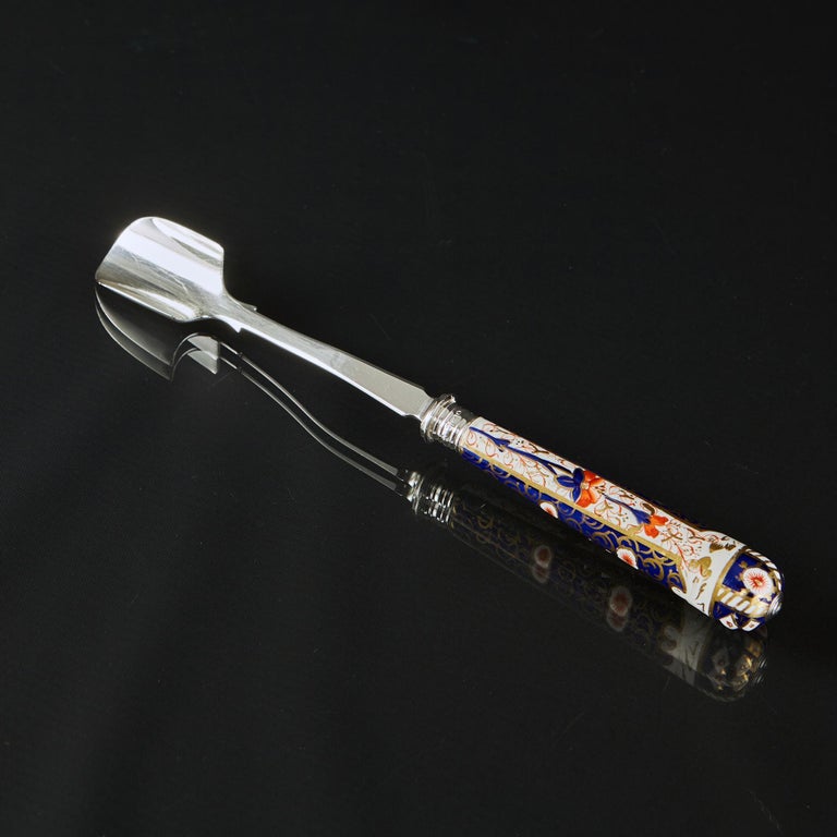 Antique Victorian Silver and Porcelain Cheese Scoop For Sale at 1stDibs