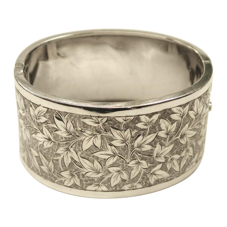Antique Victorian Silver Bangle Dated circa 1880, Evans and Brown ...