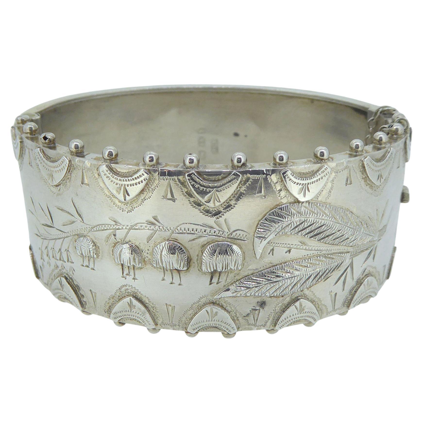 Victorian Silver and Gold Bangle For Sale at 1stDibs