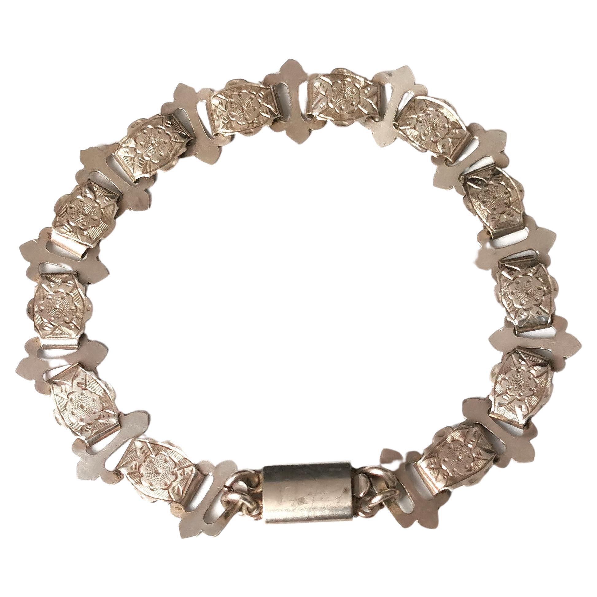 Victorian Silver Bracelet Unger Bros 1874-1914 For Sale at 1stDibs