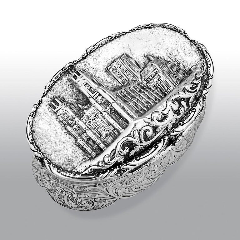 Antique Victorian Silver Castle-Top Table Snuff Box Nathaniel Mills ...