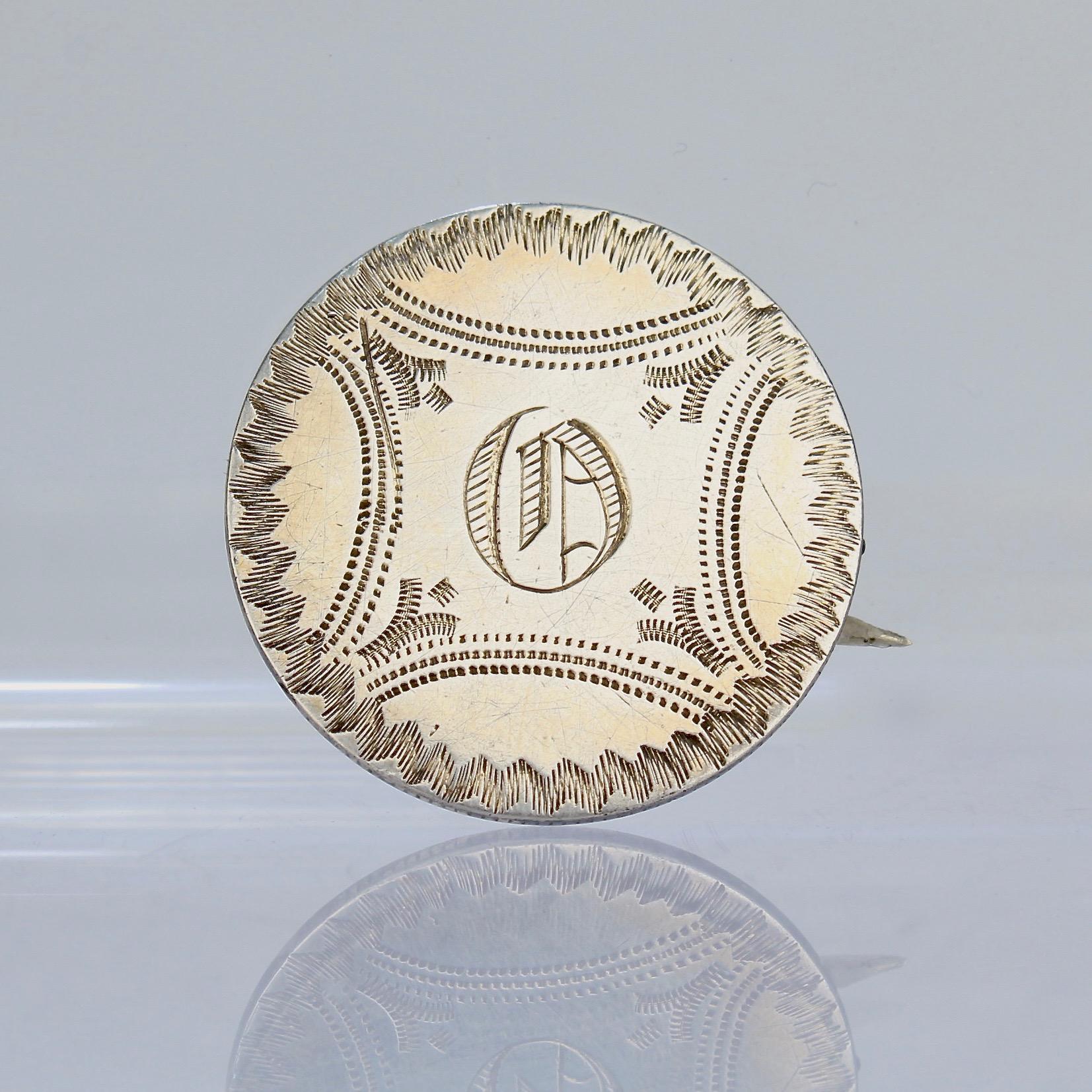 Antique Victorian Silver Coin Love Token Brooch and Button Set For Sale ...