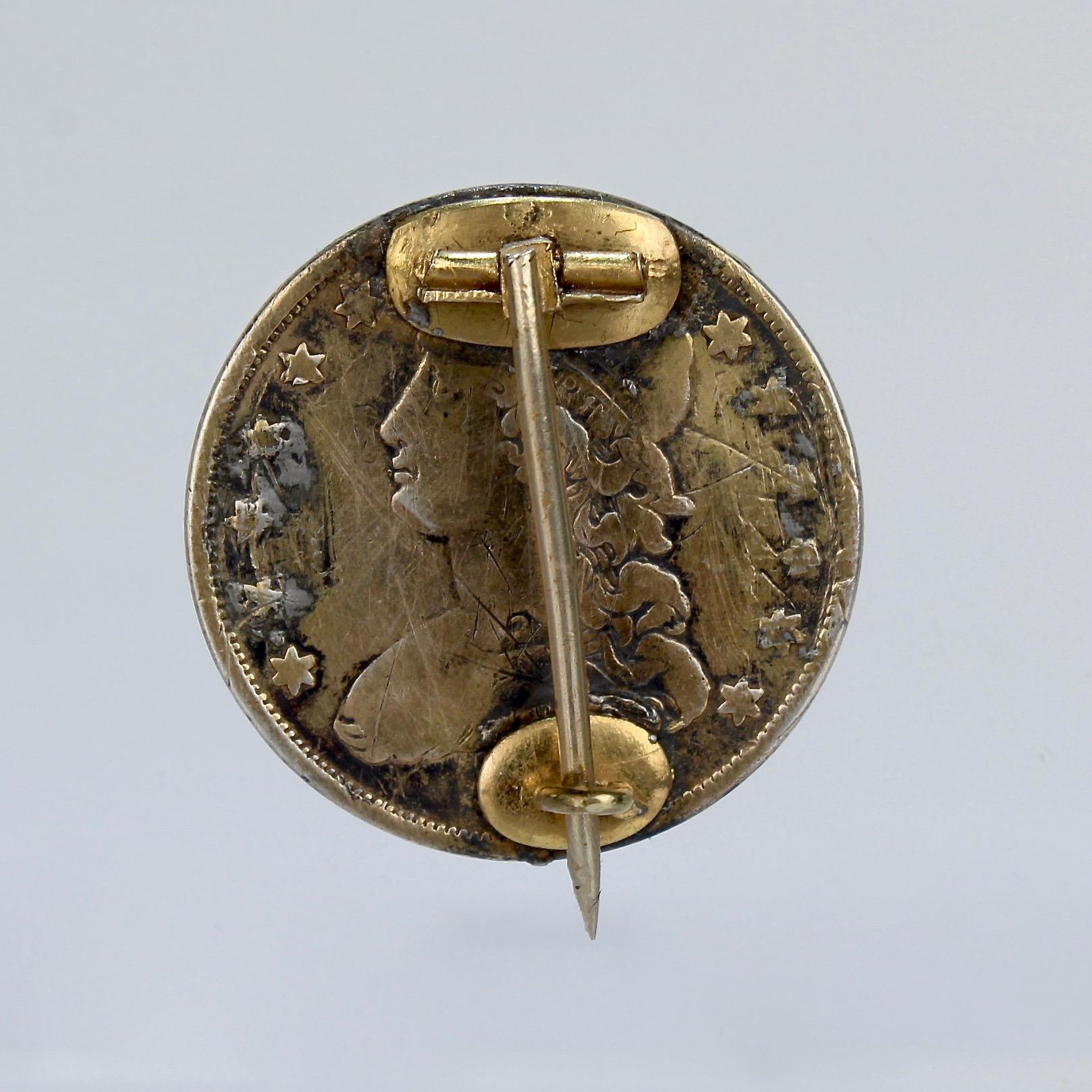 Antique Victorian Silver Coin Love Token Brooch and Button Set For Sale ...