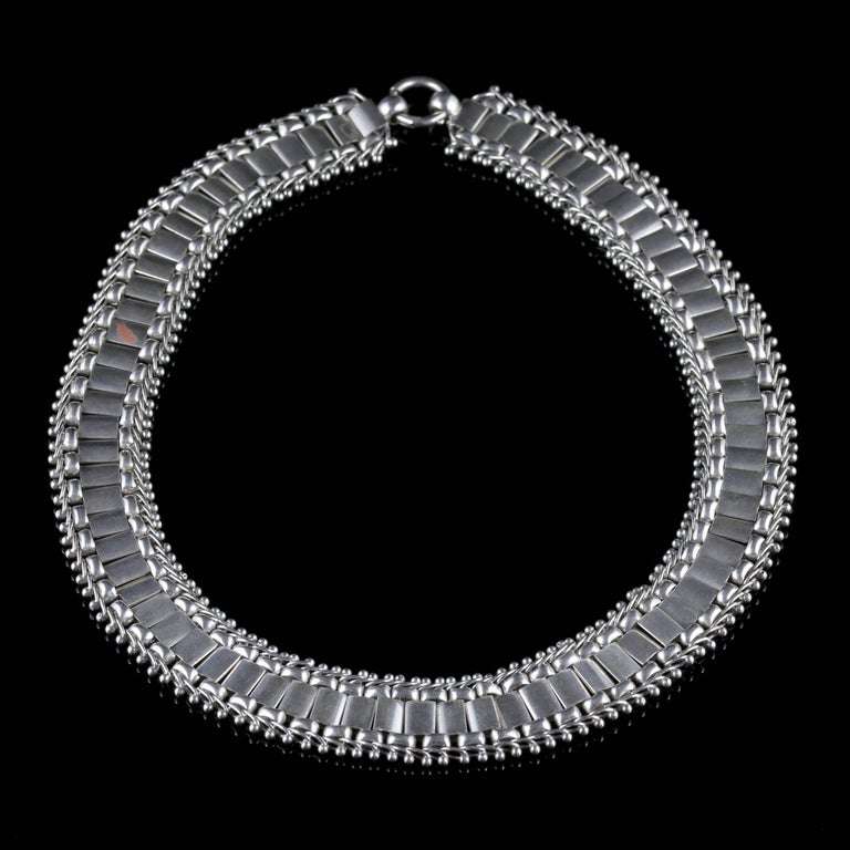 Antique Victorian Silver Collar Necklace, circa 1880 at 1stDibs