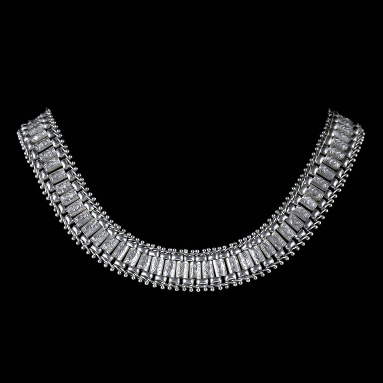 Antique Victorian Silver Collar Necklace, circa 1880 at 1stDibs