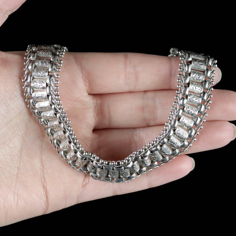 Antique Victorian Silver Collar Necklace, circa 1880 at 1stDibs