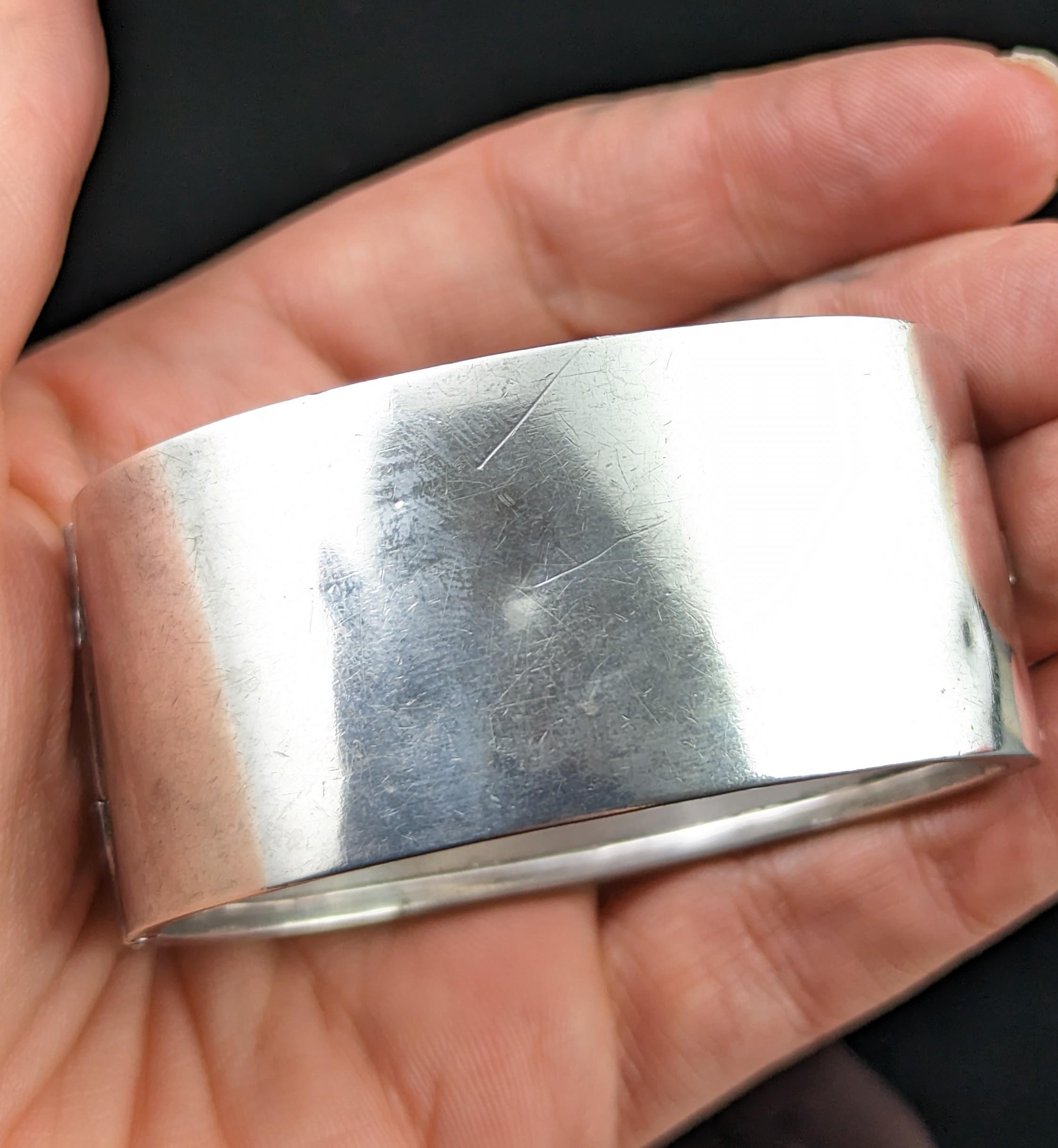 Antique Victorian silver cuff bangle, Aesthetic, Swallows at 1stDibs