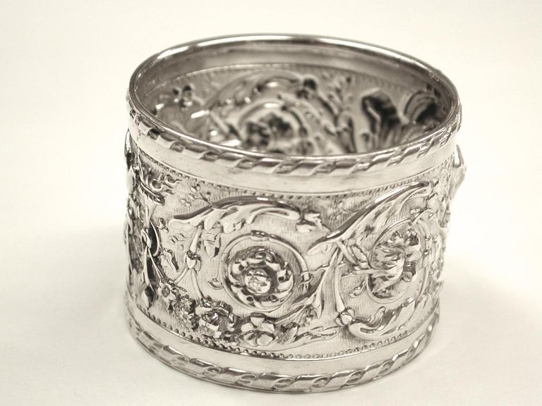 Antique Victorian Silver Embossed Napkin Ring, 1899, by Henry Atkins at ...