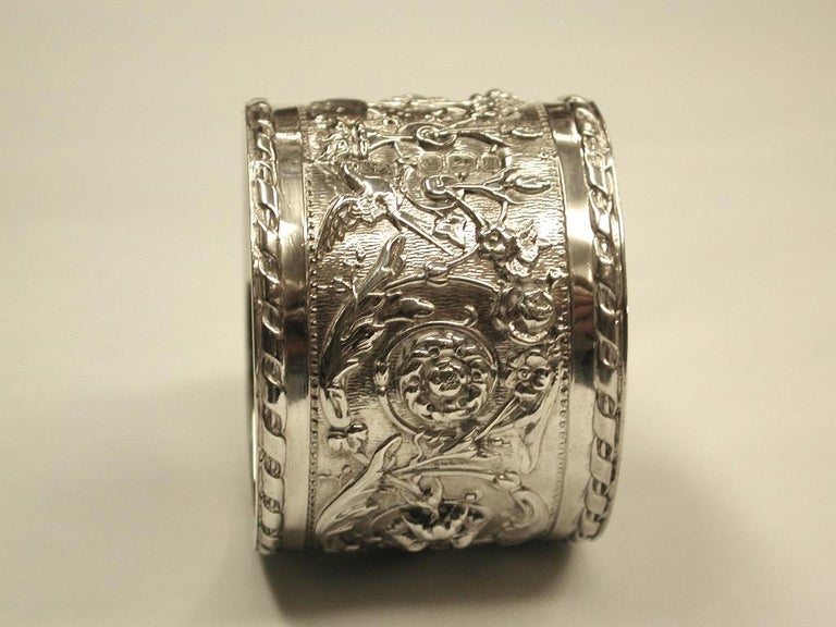 Antique Victorian Silver Embossed Napkin Ring, 1899, by Henry Atkins at ...