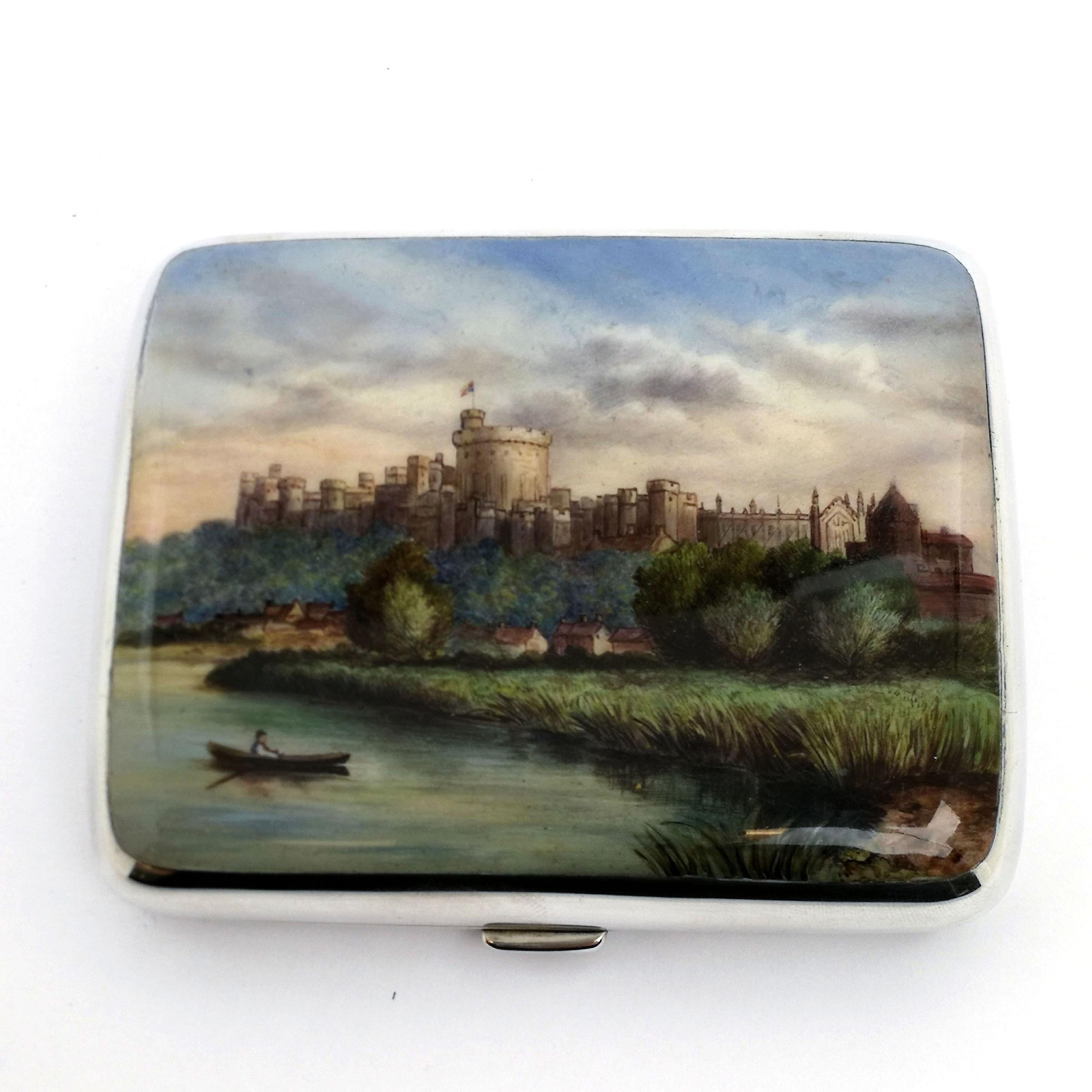 Antique Victorian Silver and Enamel Cigarette Case, Windsor Castle ...