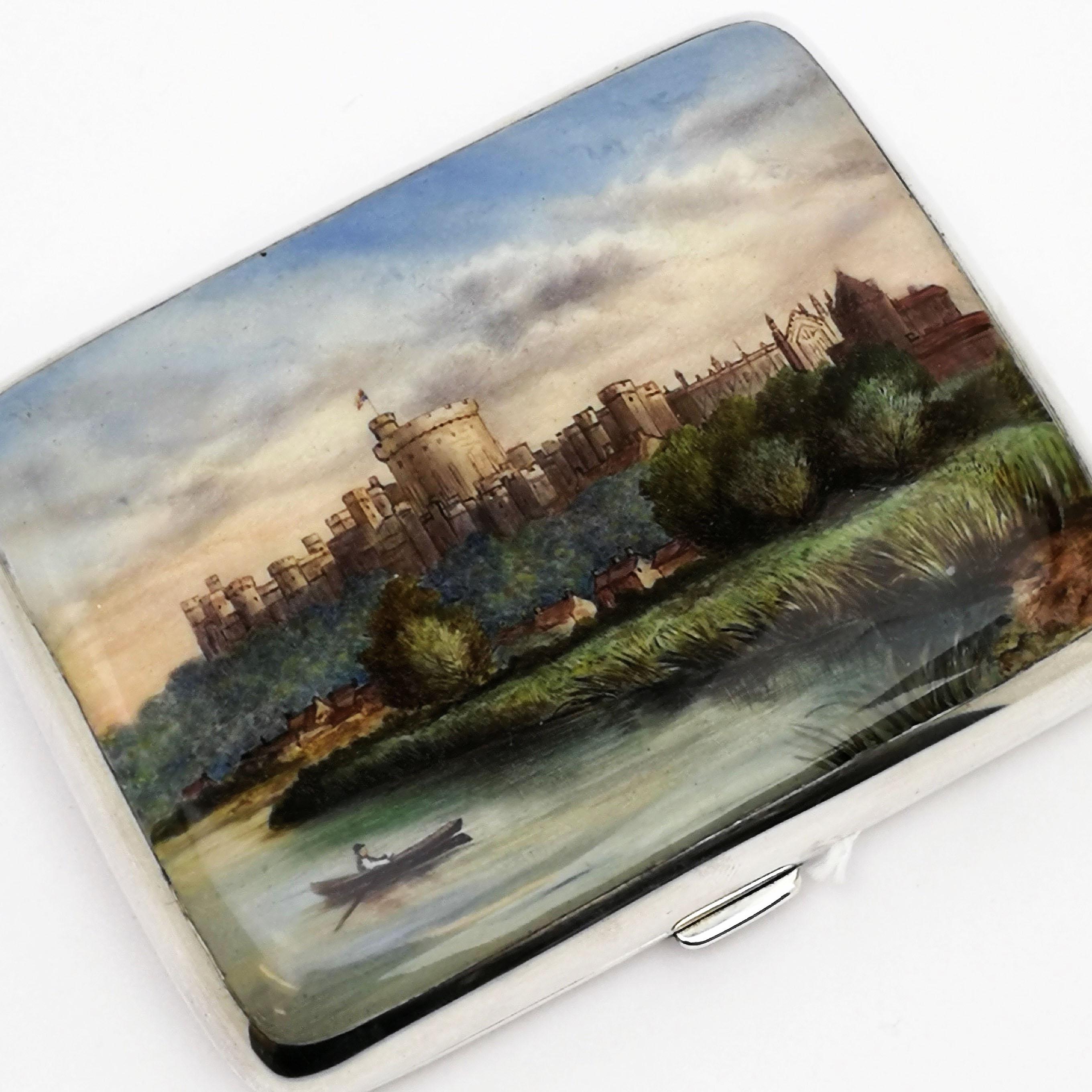 Antique Victorian Silver and Enamel Cigarette Case, Windsor Castle ...