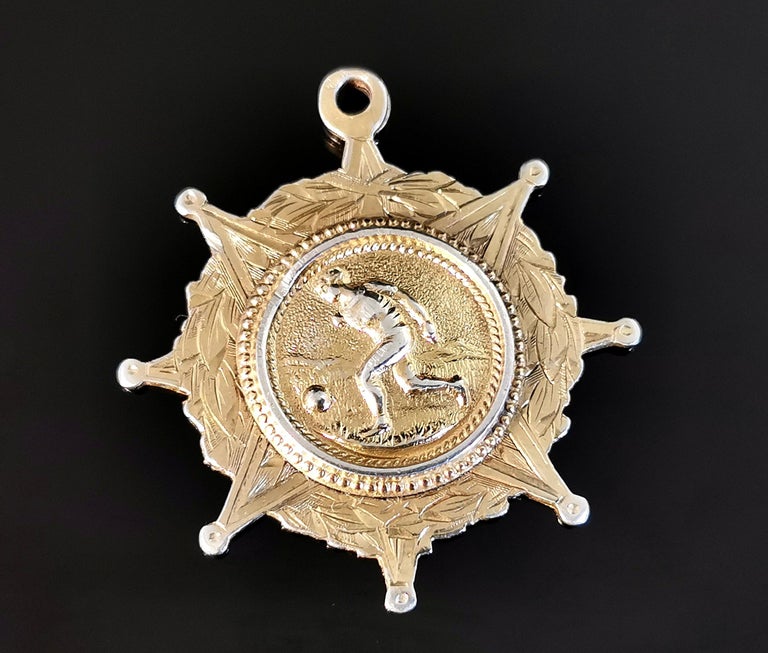 Antique Victorian Silver Gilt Fob Medal, Pendant, Football For Sale at ...