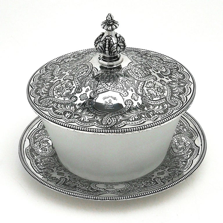 Antique Victorian Silver and Glass Butter Dish 1856 Serving Dish at 1stDibs
