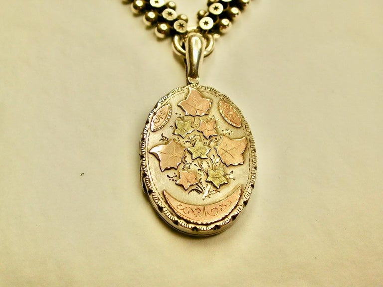 Antique Victorian Silver Locket and Collar with Applied 9ct Goldwork, c ...