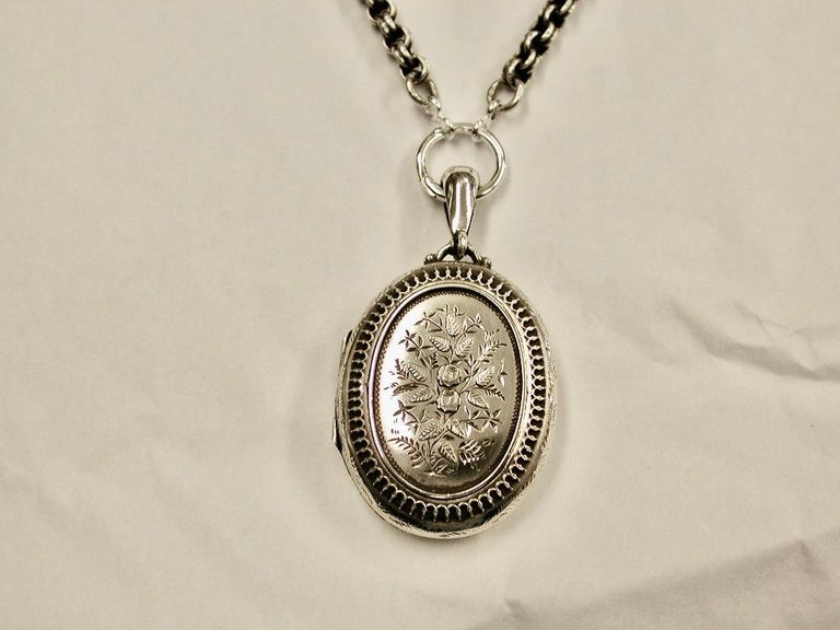 Antique Victorian Silver Locket and Chain,Dated 1881,Ward and Francis ...