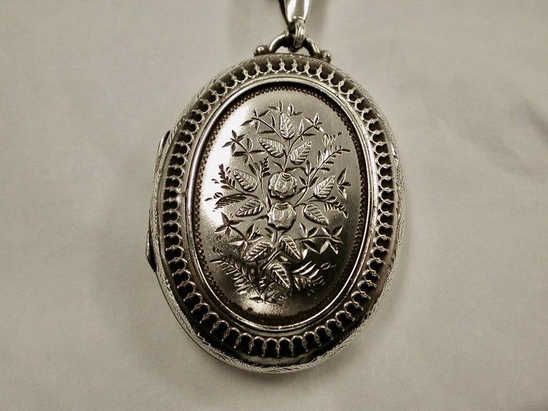 Antique Victorian Silver Locket and Chain,Dated 1881,Ward and Francis ...