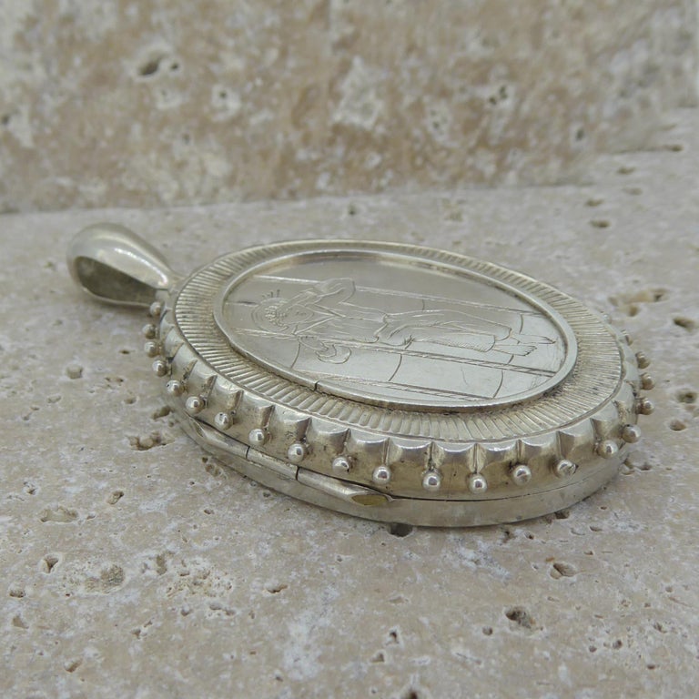 Antique Victorian Silver Locket, Dated Birmingham, 1881 at 1stDibs