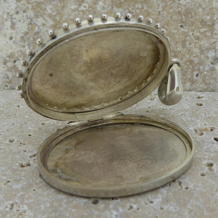 Antique Victorian Silver Locket, Dated Birmingham, 1881 at 1stDibs
