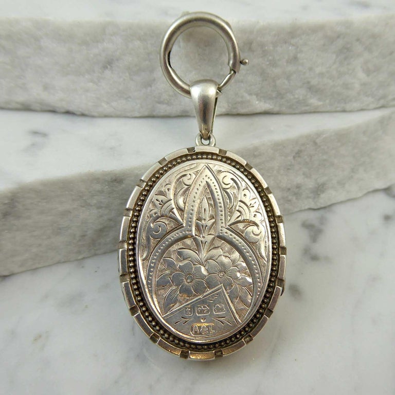 Antique Victorian Silver Locket, Hallmarked Birmingham, 1893 at 1stDibs
