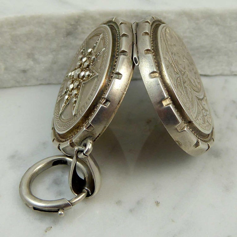 Antique Victorian Silver Locket, Hallmarked Birmingham, 1893 at 1stDibs
