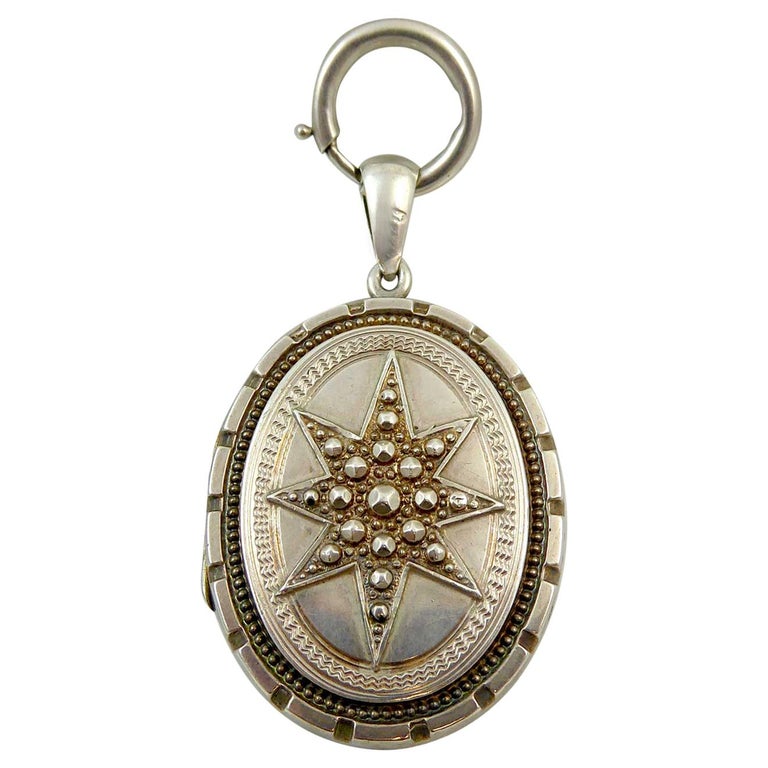 Antique Victorian Silver Locket, Hallmarked Birmingham, 1893 at 1stDibs