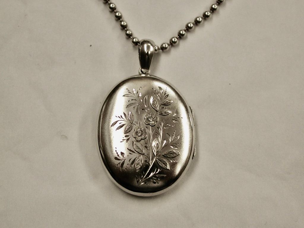 Antique Victorian Silver Locket On Later Silver Chain, Birmingham, 1882 ...