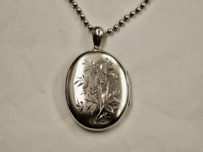 Antique Victorian Silver Locket On Later Silver Chain, Birmingham, 1882 ...