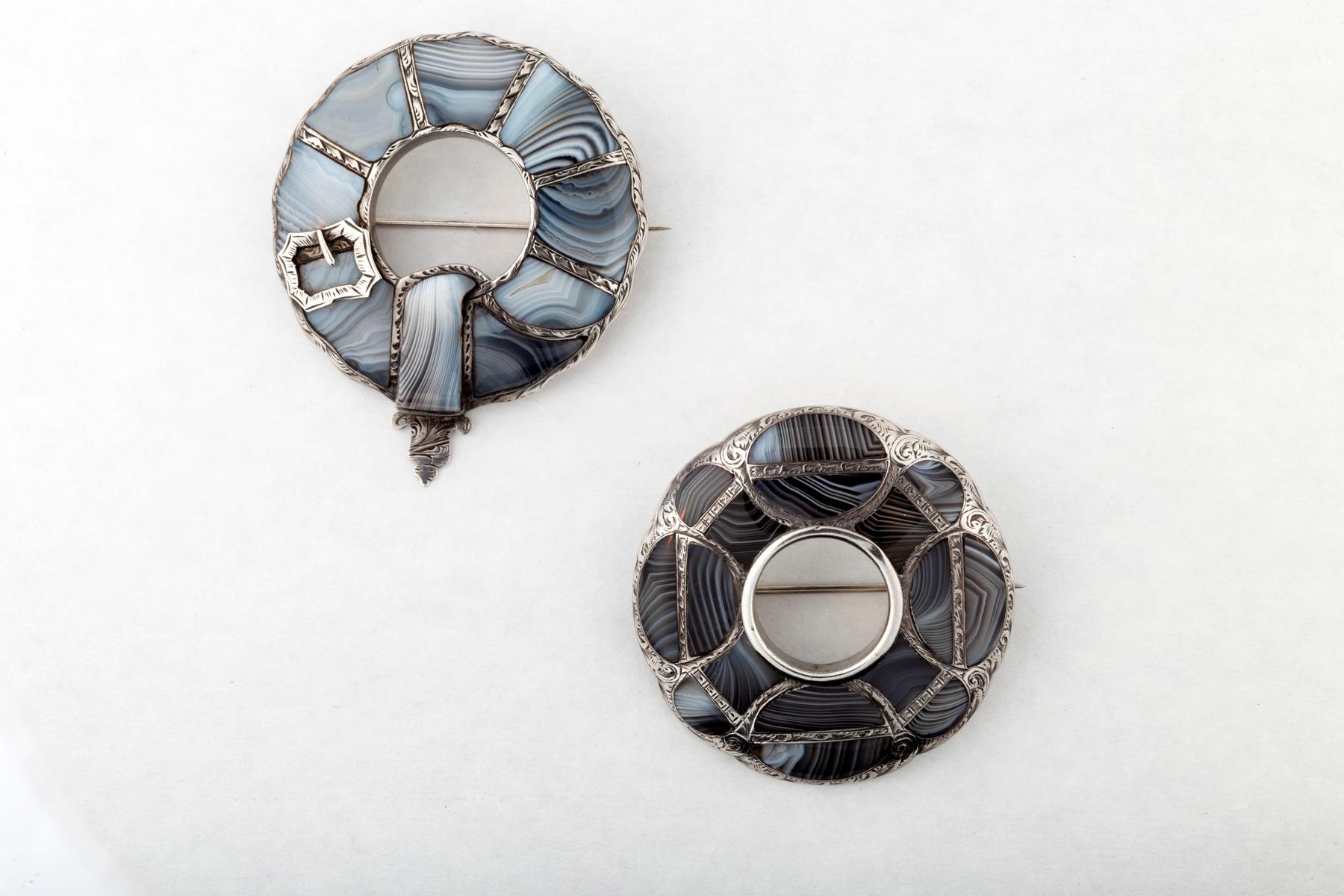 Antique Victorian Silver Montrose Agate Scottish Garter Brooch For Sale ...