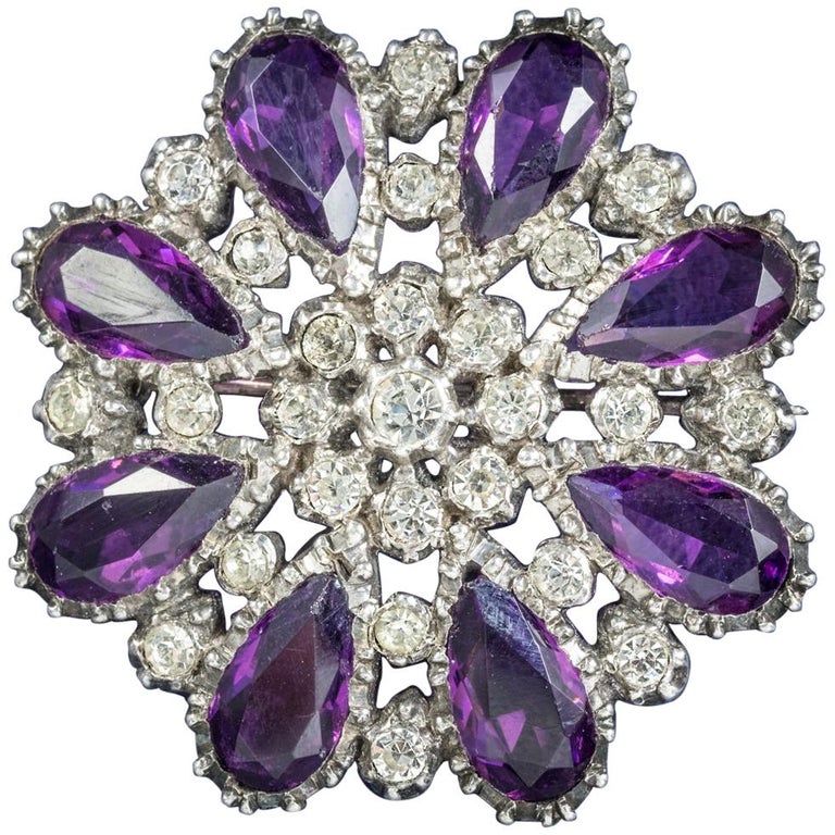 Antique Victorian Silver Paste Amethyst circa 1900 Brooch For Sale at ...