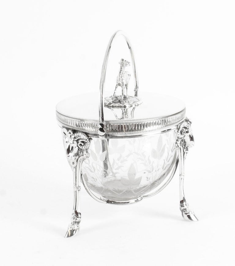 Antique Victorian Silver Plate Crystal Biscuit Sweets Box, 19th Century ...