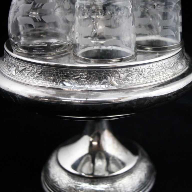 Antique Victorian Silver Plate Grape and Leaf Cruet and Condiment ...