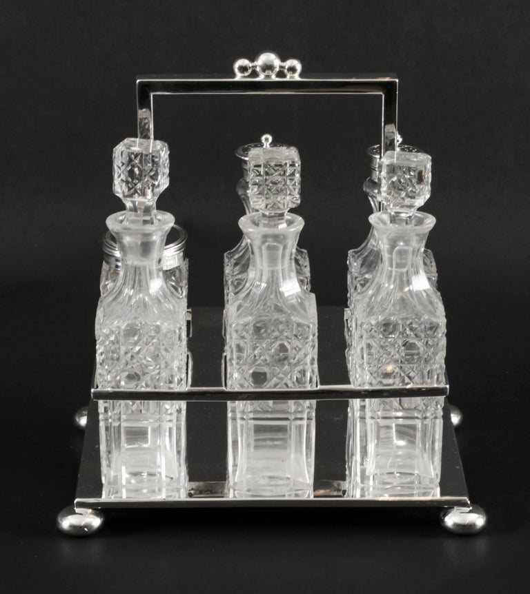 Antique Victorian Silver Plated 6 Bottle Cruet Set Wade Wingfield ...