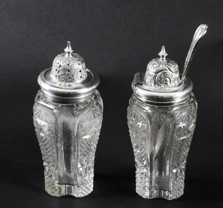 Antique Victorian Silver Plated 8 Bottle Cruet Set Walker and Hall ...