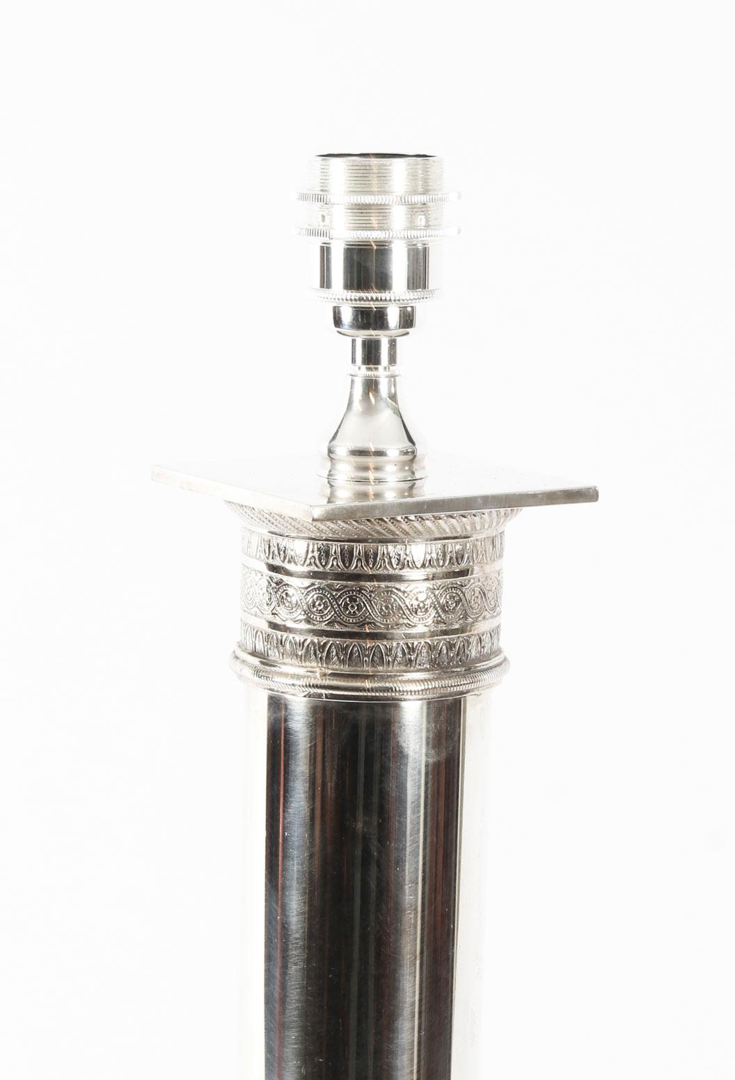 Antique Victorian Silver Plated Corinthian Column Table Lamp, 19th ...