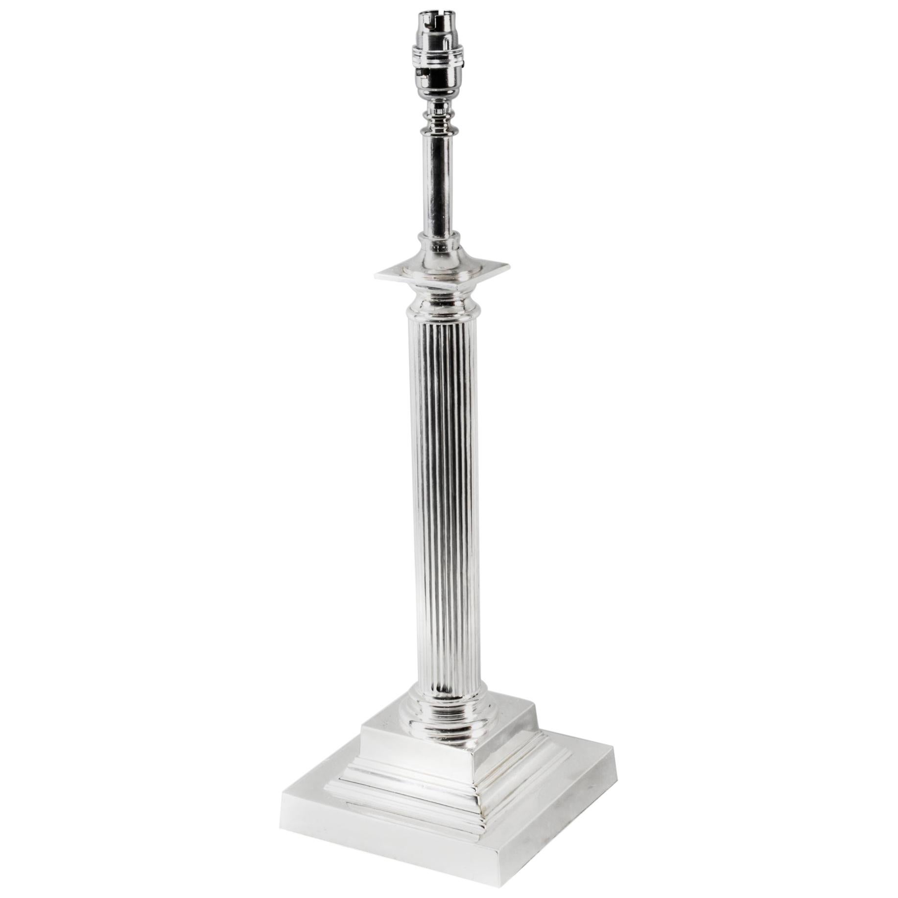 19th Century Victorian Silver Plated Column Lamp For Sale at 1stDibs
