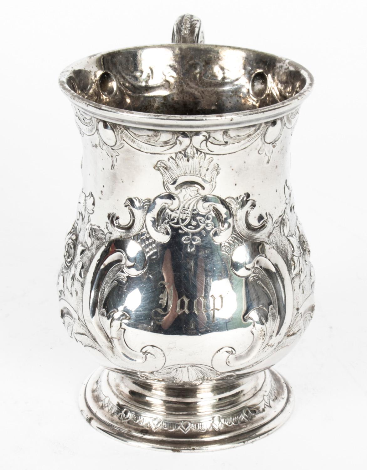 Antique Victorian Silver Plated Mug Round and Son, 19th Century at 1stDibs