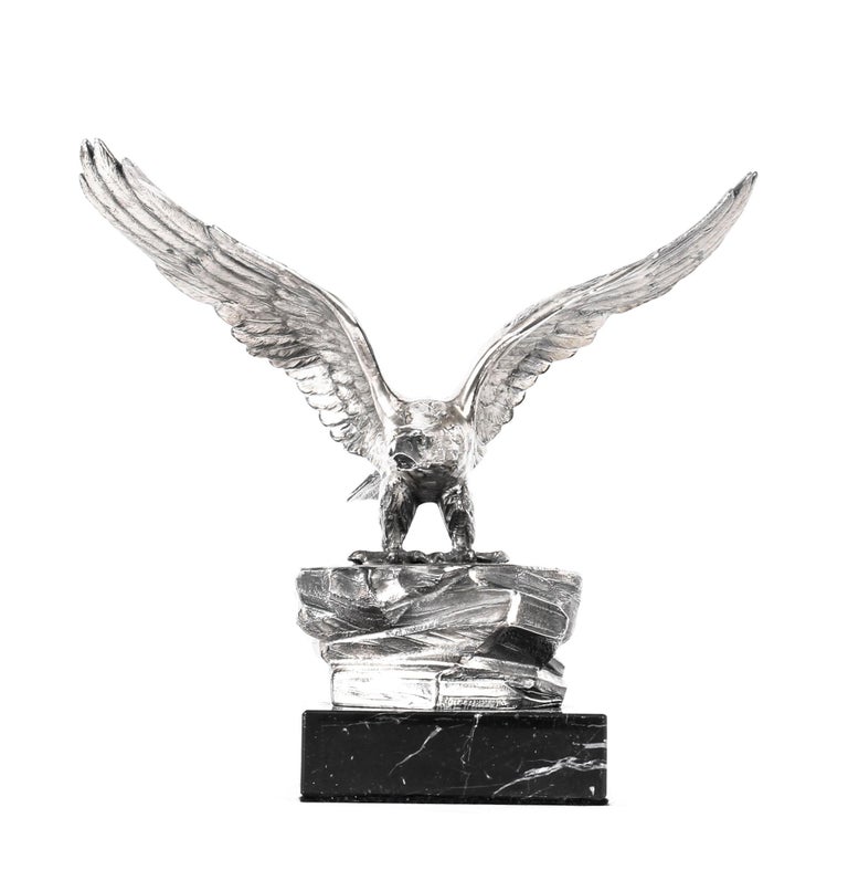 Antique Victorian Silver Plated Sculpture Bald Eagle Marble Base, 19th ...