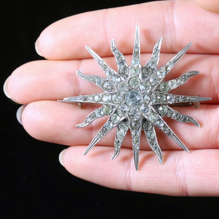 Antique Victorian Silver Star Paste Brooch, circa 1900 For Sale at 1stDibs