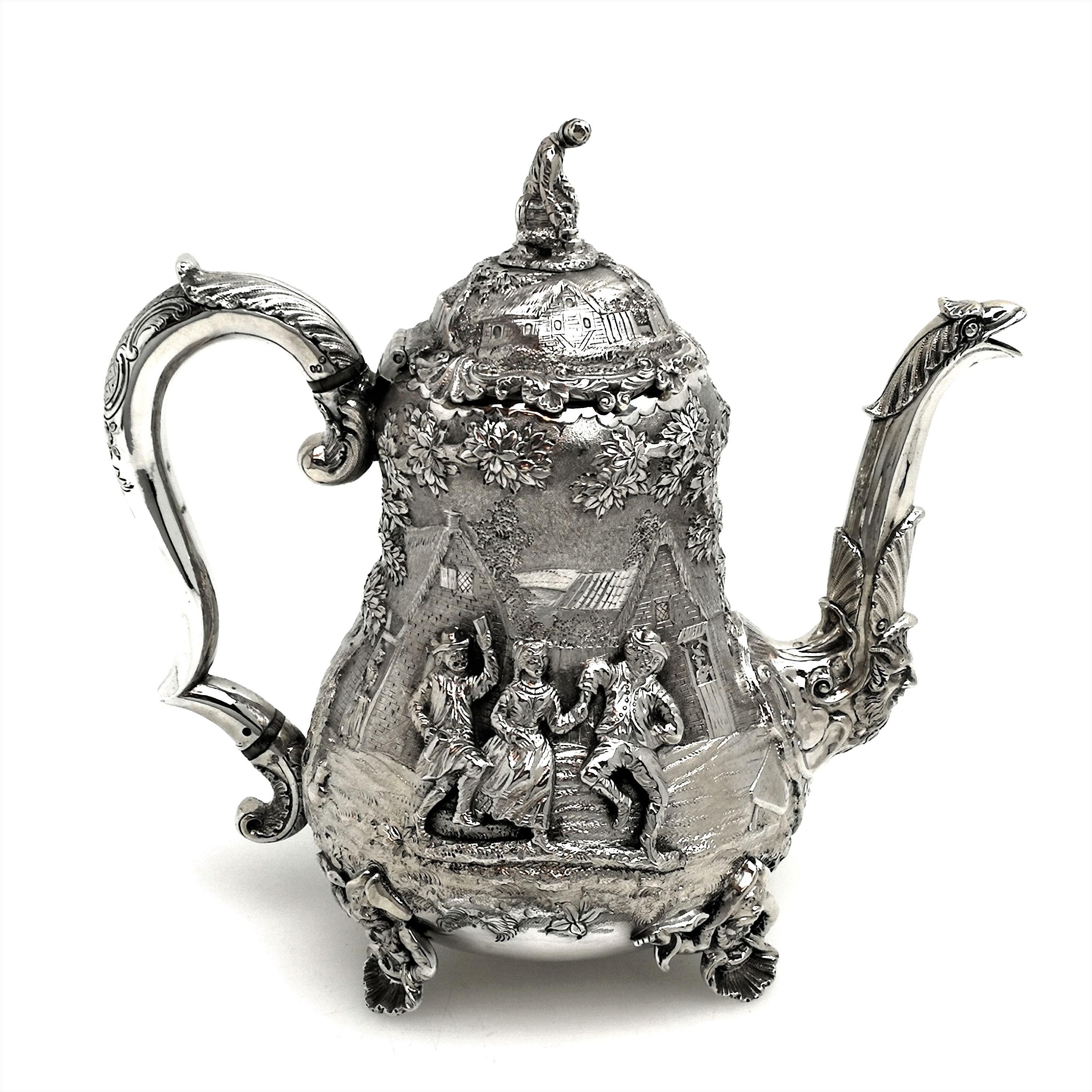 Victorian Silver Tea and Coffee 5-Piece Set London Tenier Style 1872 / ...