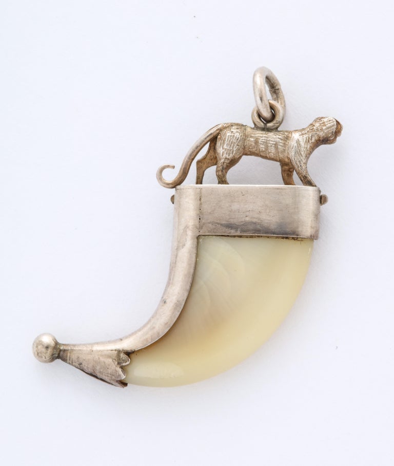 Antique Victorian Silver Tiger Claw with Tiger at 1stDibs