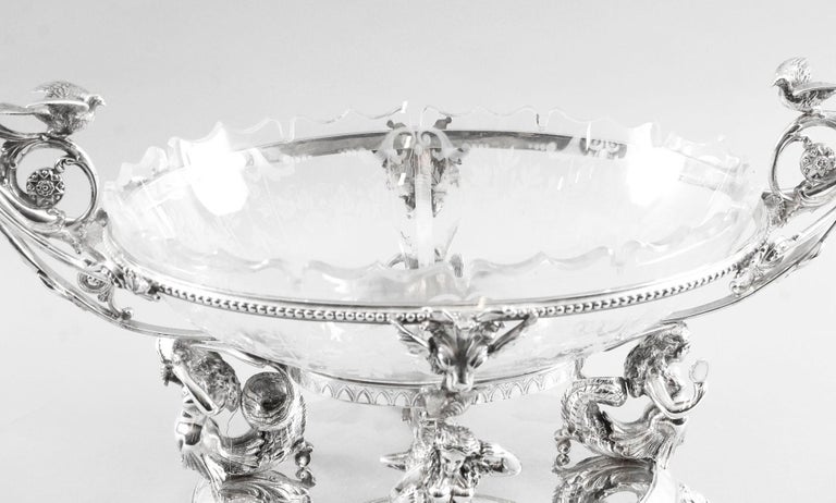 Victorian Silver Plate Centrepiece Glass Henry Wilkinson and Co. 19th ...
