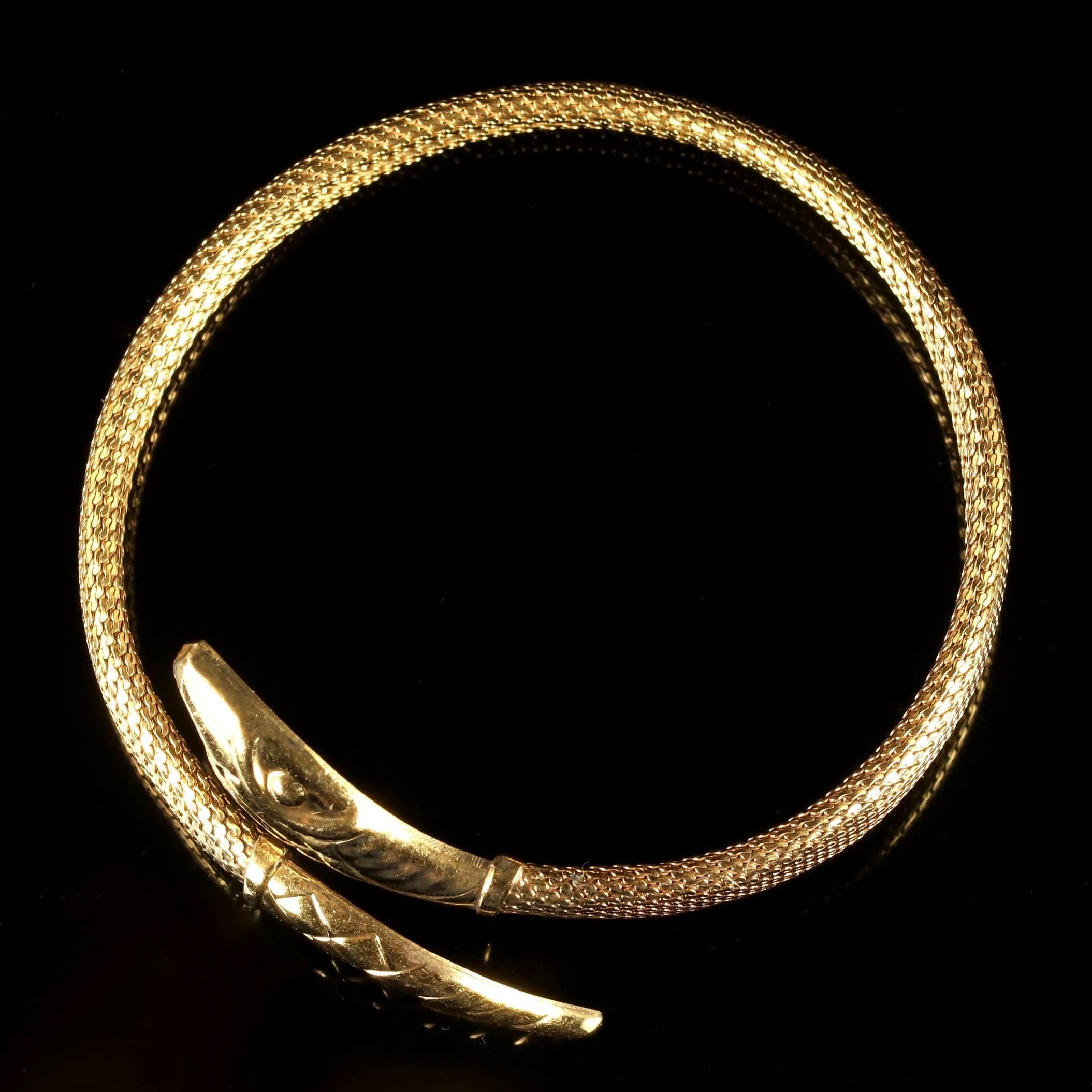 Antique Victorian Snake Bangle 18 Carat Gold Gilt, circa 1900 at 1stDibs