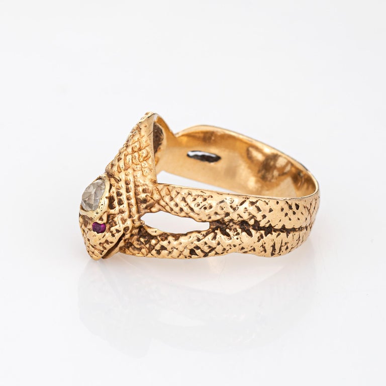 Antique Victorian Snake Ring 14k Yellow Gold Serpent Band Fine Jewelry ...