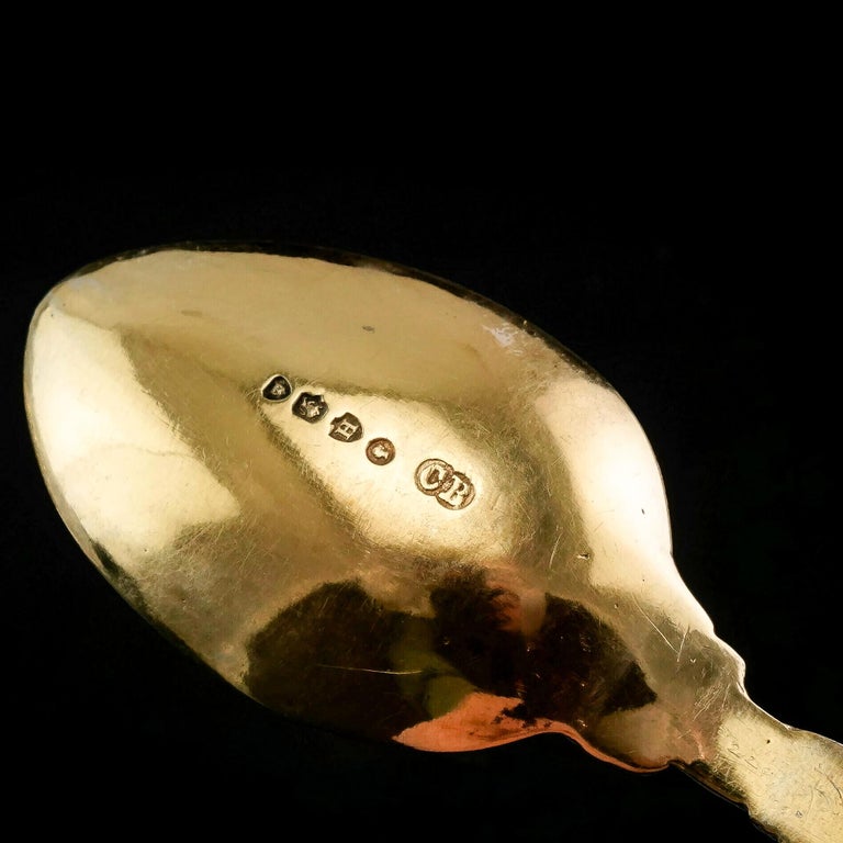 Antique Victorian Solid Silver Gilt 6 Teaspoons Vine Design Charles ...