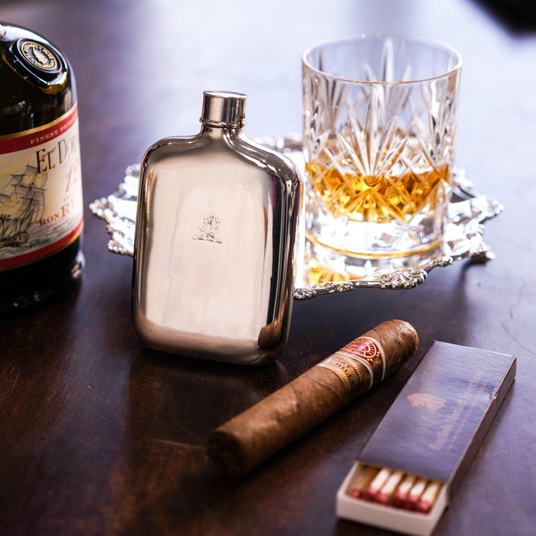 Antique Victorian Solid Silver Hip Flask with Bayonet Cap, Edward Smith ...