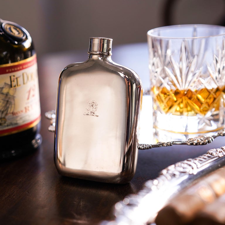 Antique Victorian Solid Silver Hip Flask with Bayonet Cap, Edward Smith ...