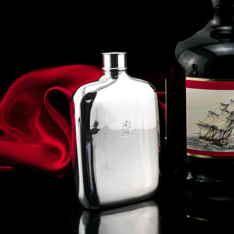 Antique Victorian Solid Silver Hip Flask with Bayonet Cap, Edward Smith ...