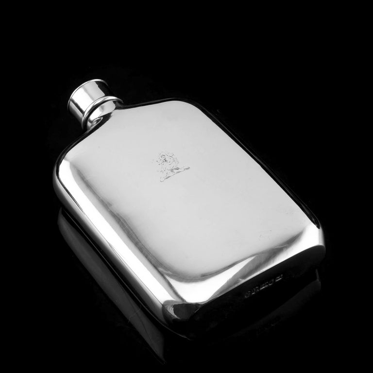 Antique Victorian Solid Silver Hip Flask with Bayonet Cap, Edward Smith ...
