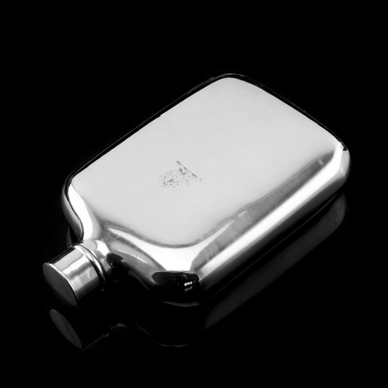 Antique Victorian Solid Silver Hip Flask with Bayonet Cap, Edward Smith ...