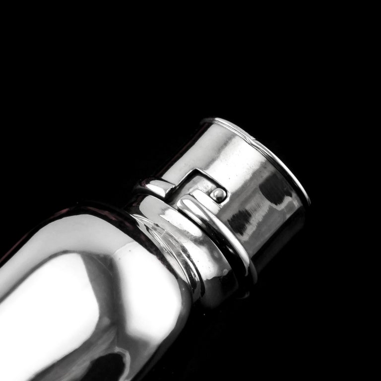 Antique Victorian Solid Silver Hip Flask with Bayonet Cap, Edward Smith ...